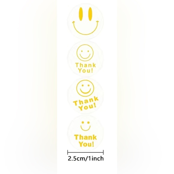 Office | Roll Of 50 Smiley Face Thank You Stickers | Poshmark